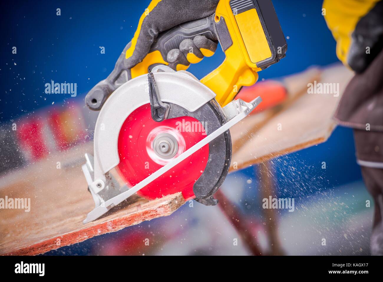 Wood Works. Circular Saw Machine at Work. Construction Tools Stock ...