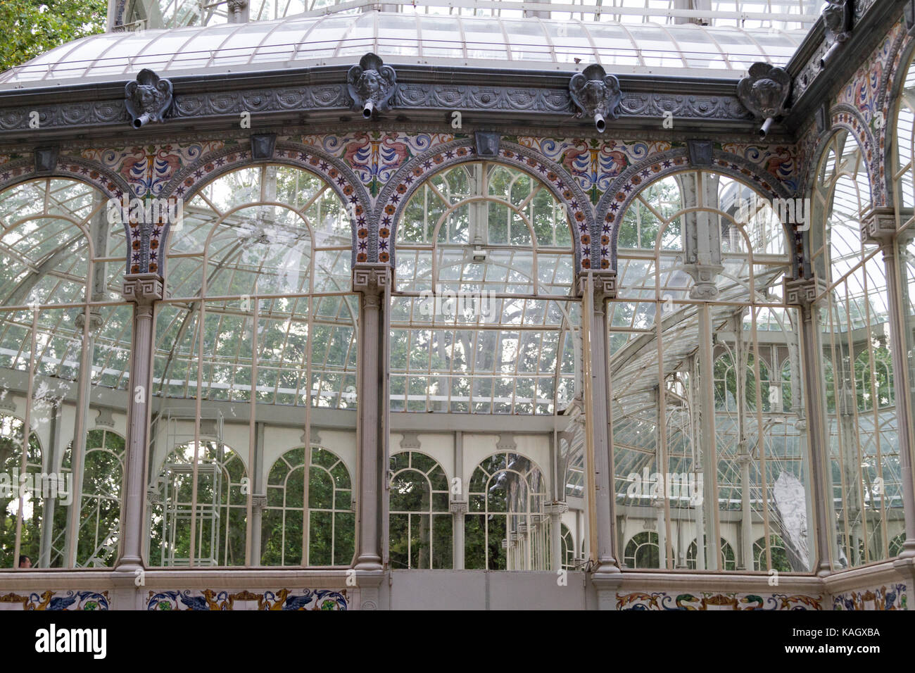 Details of Crystal Palace (Palacio de cristal) in Retiro Park, Madrid ...