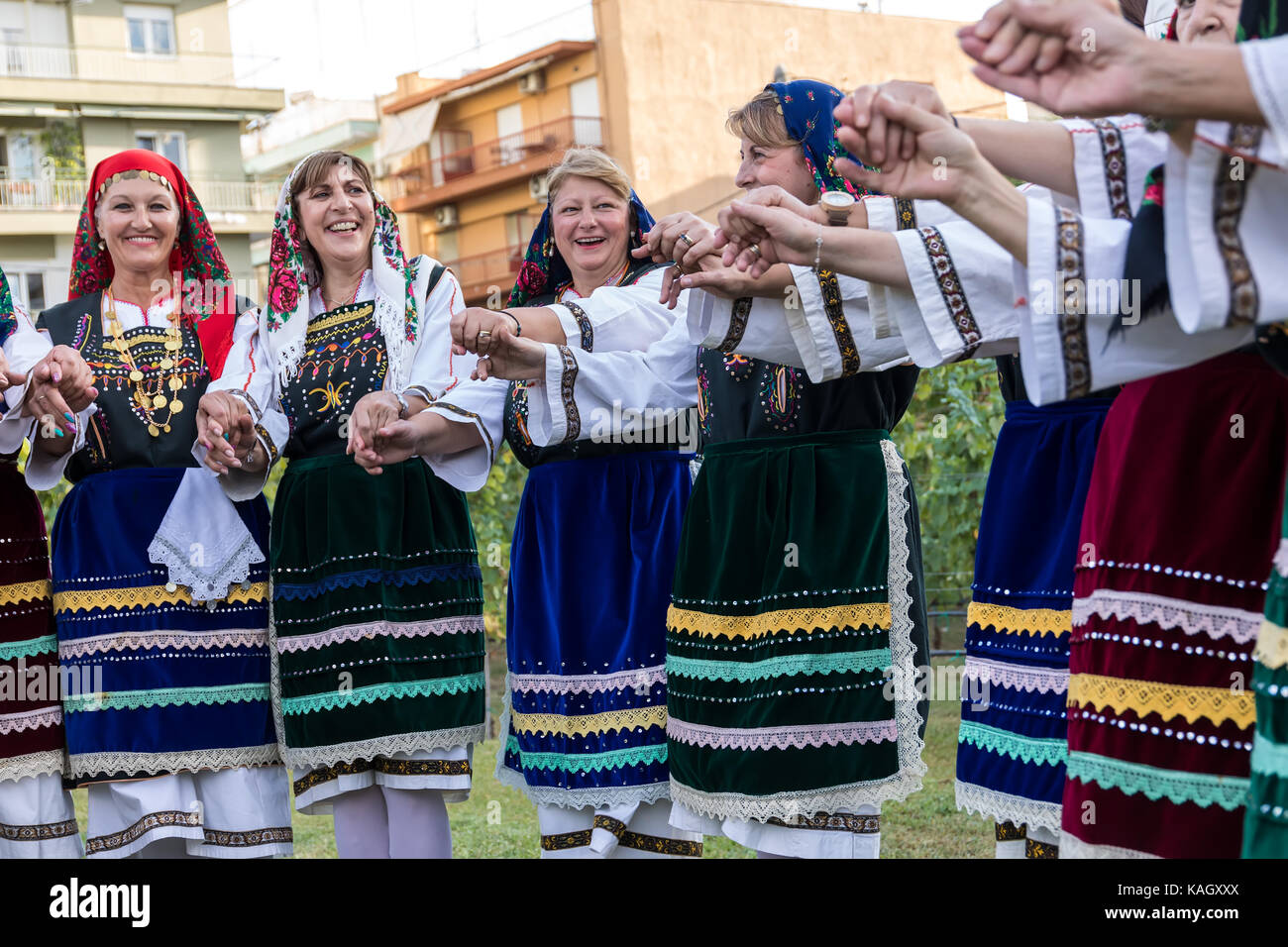 Group of people performing traditional greek dance hi-res stock ...
