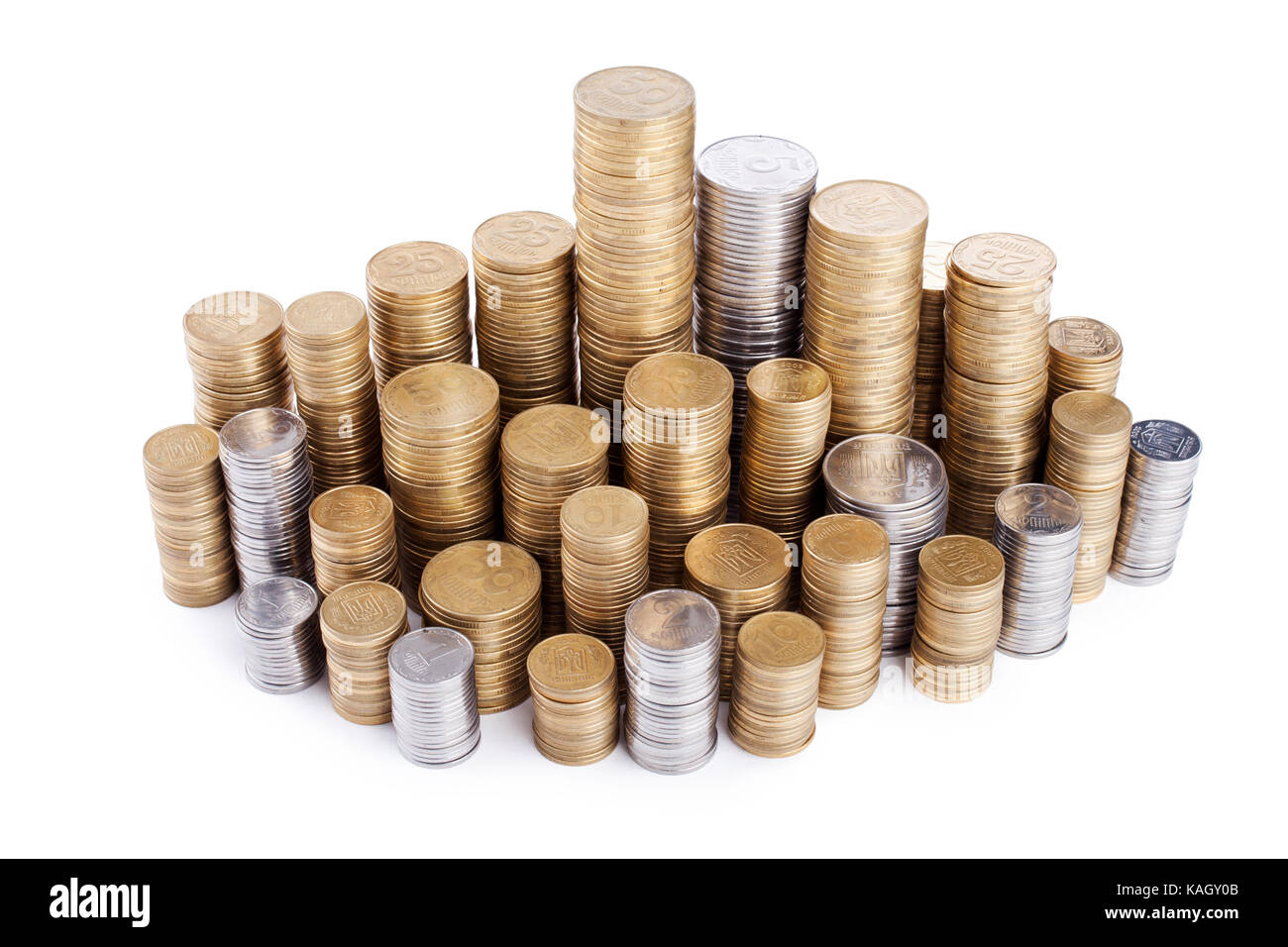 coins stacks isolated on white Stock Photo - Alamy