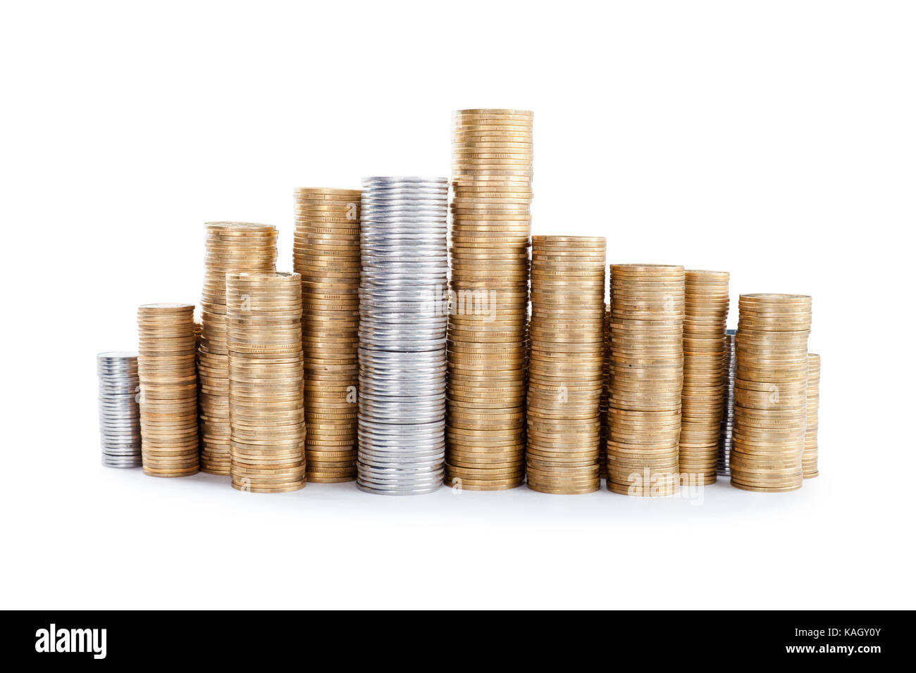 coins stacks isolated on white Stock Photo - Alamy
