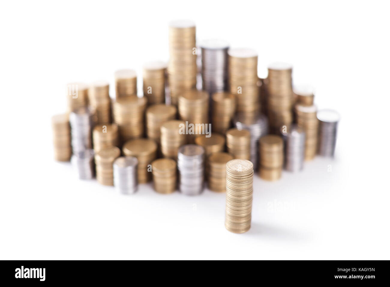 coins stacks isolated on white Stock Photo - Alamy