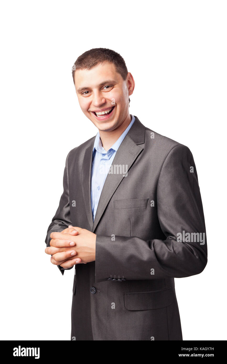 smiling happy young businessman isolated on white background Stock ...