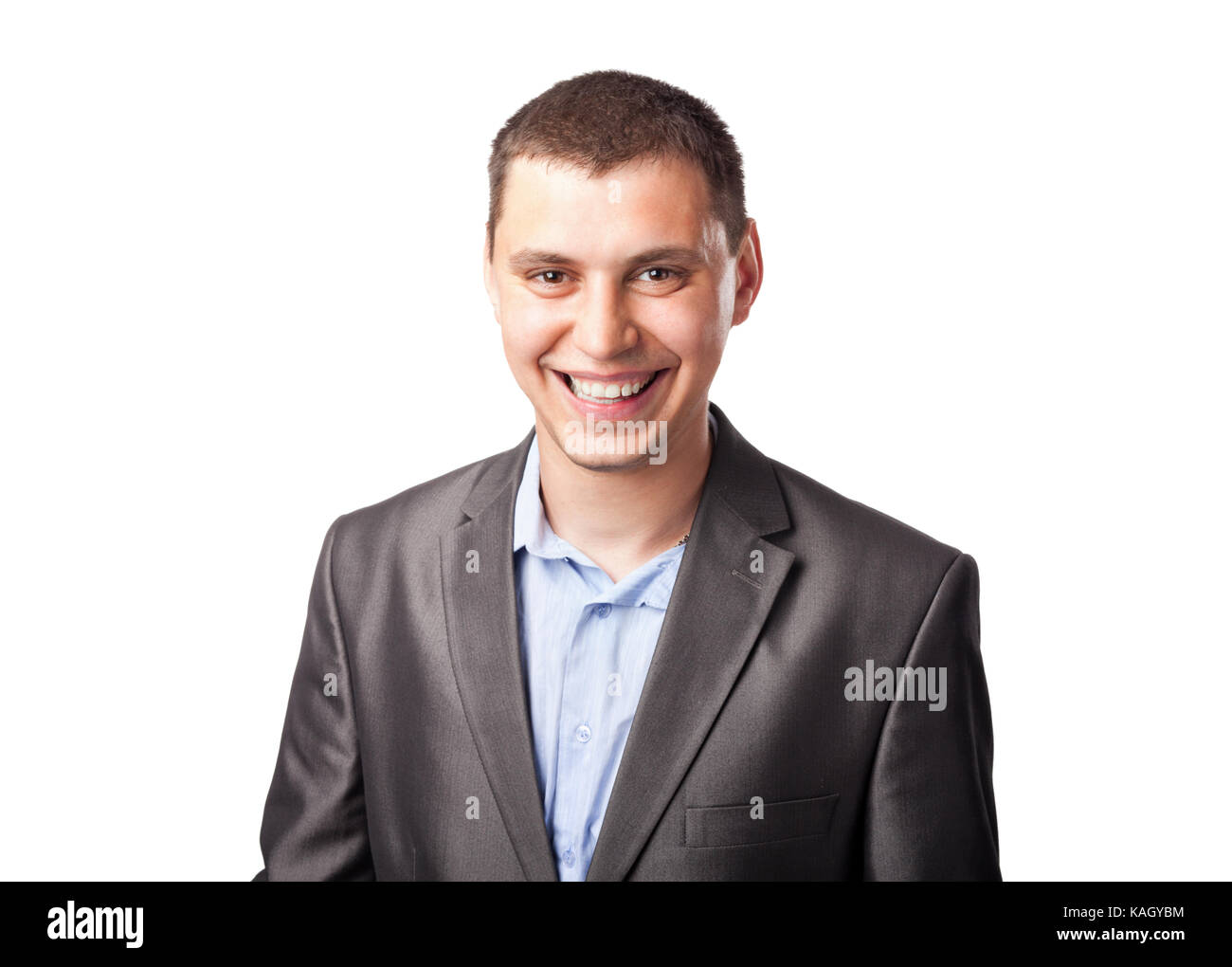 smiling happy young businessman isolated on white background Stock ...