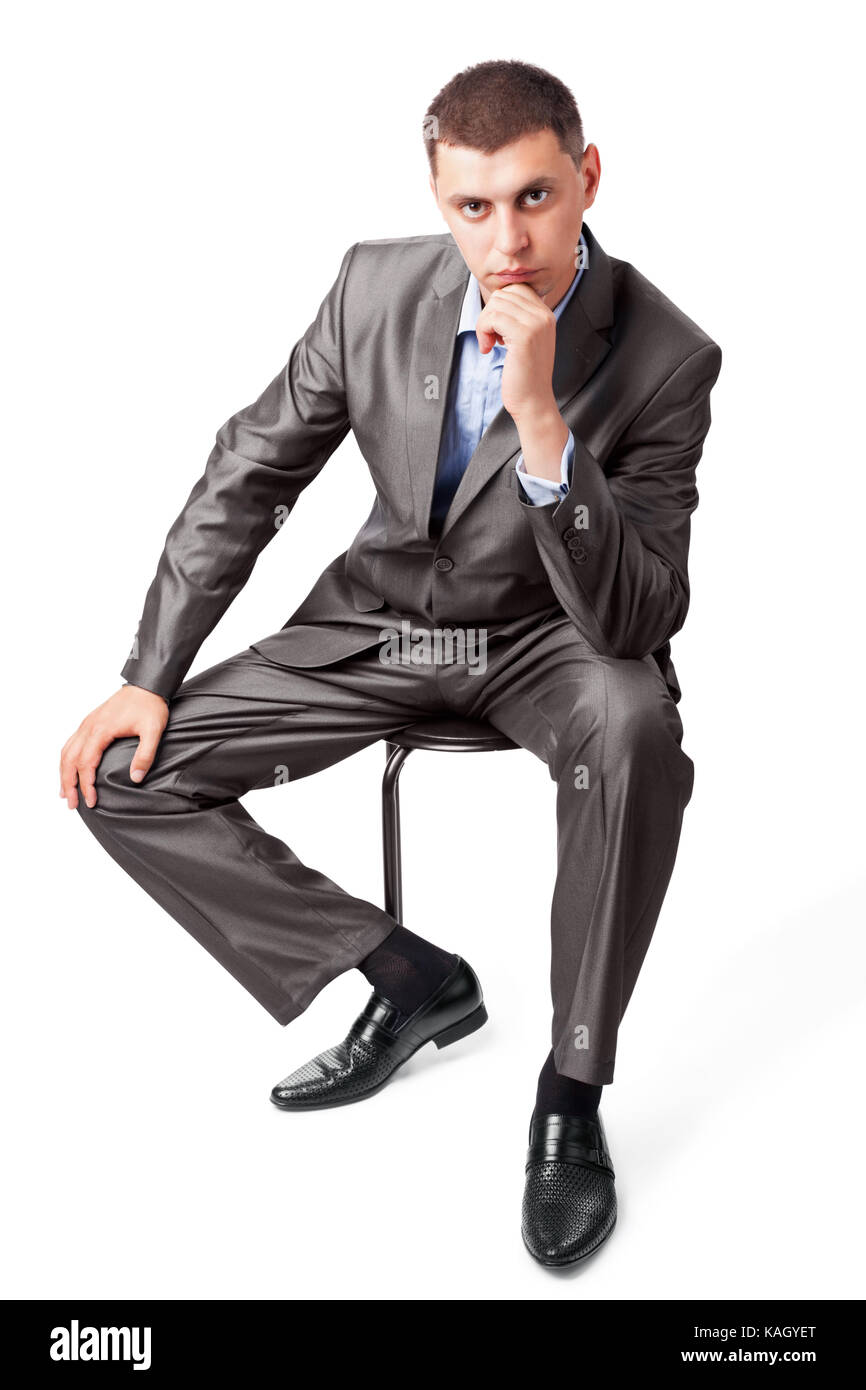 Man sitting chair suit full portrait hi-res stock photography and ...