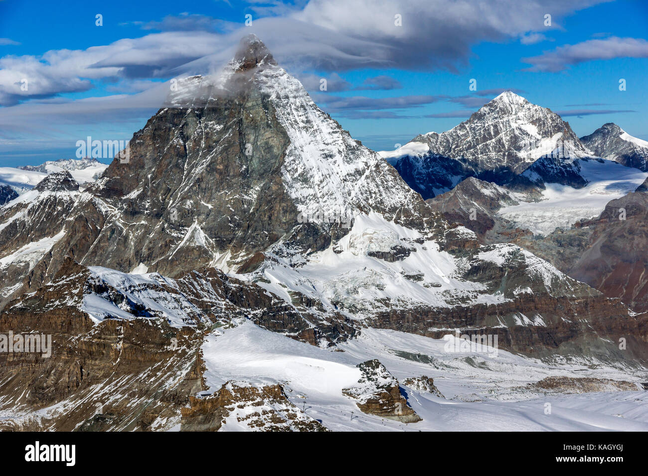 Winter panorama of mount Matterhorn,Canton of Valais,Switzerland Stock ...