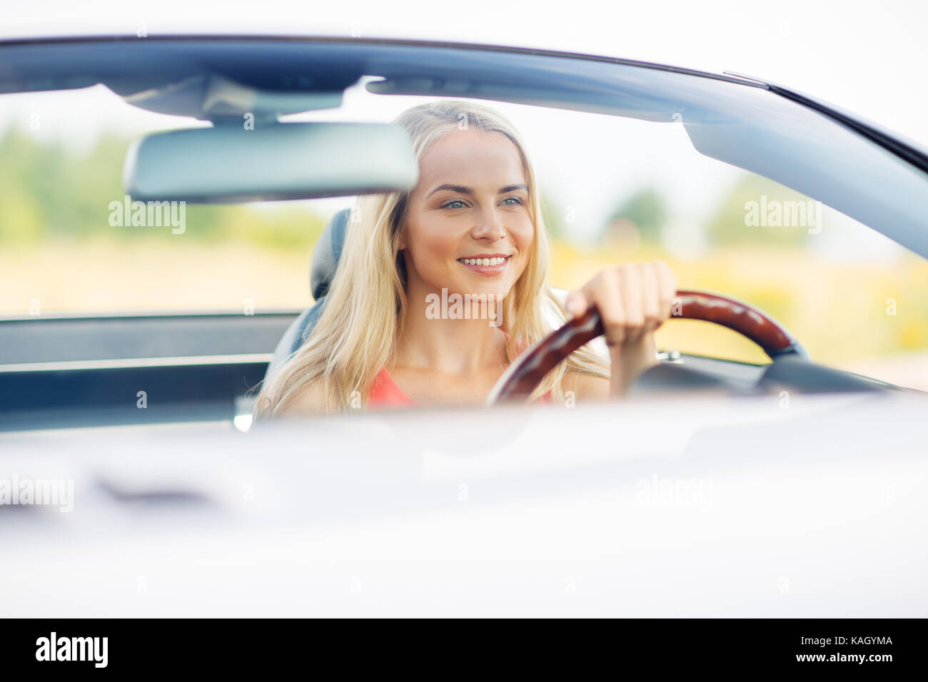 Pretty woman driving car hi-res stock photography and images - Alamy