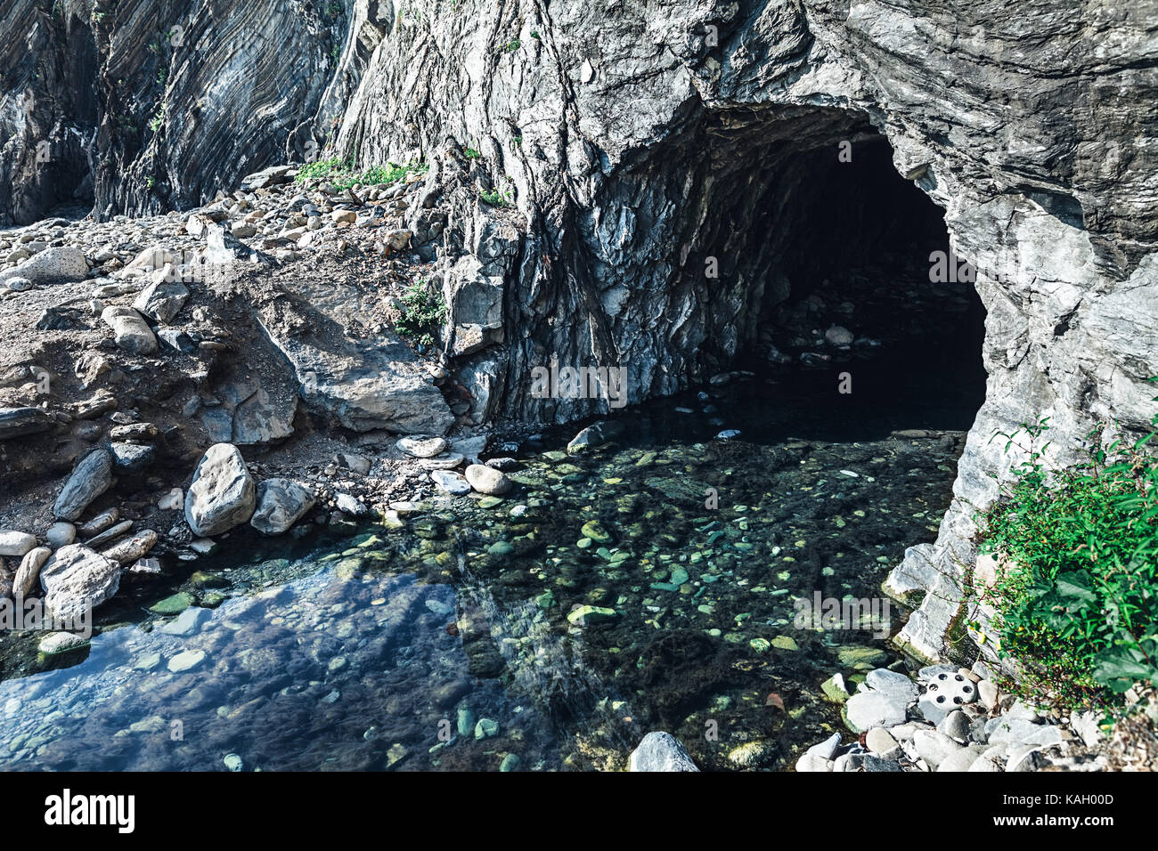 Underground river and cave in Italy. Nature background Stock Photo - Alamy