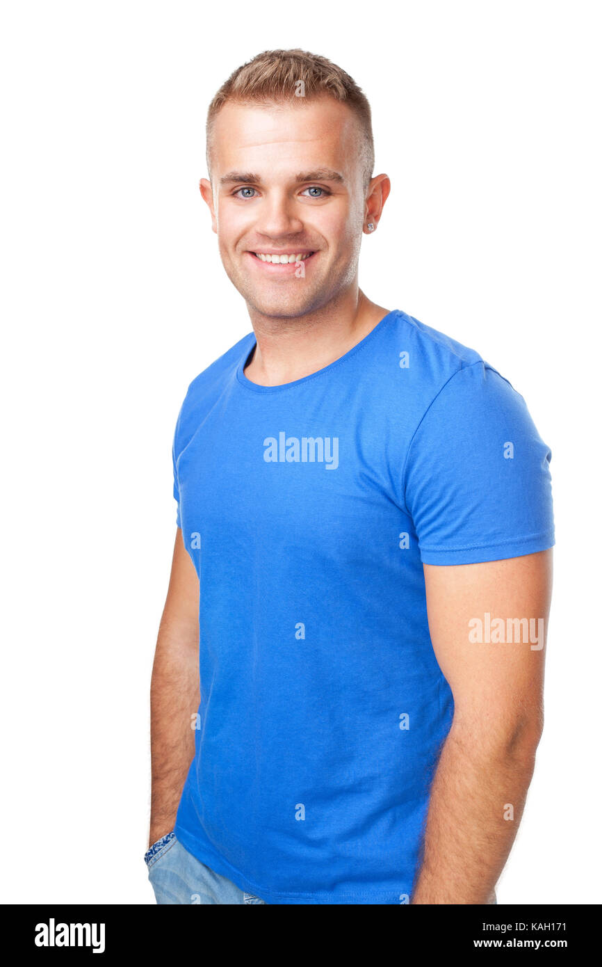 Portrait of happy smiling man isolated on white background Stock Photo ...