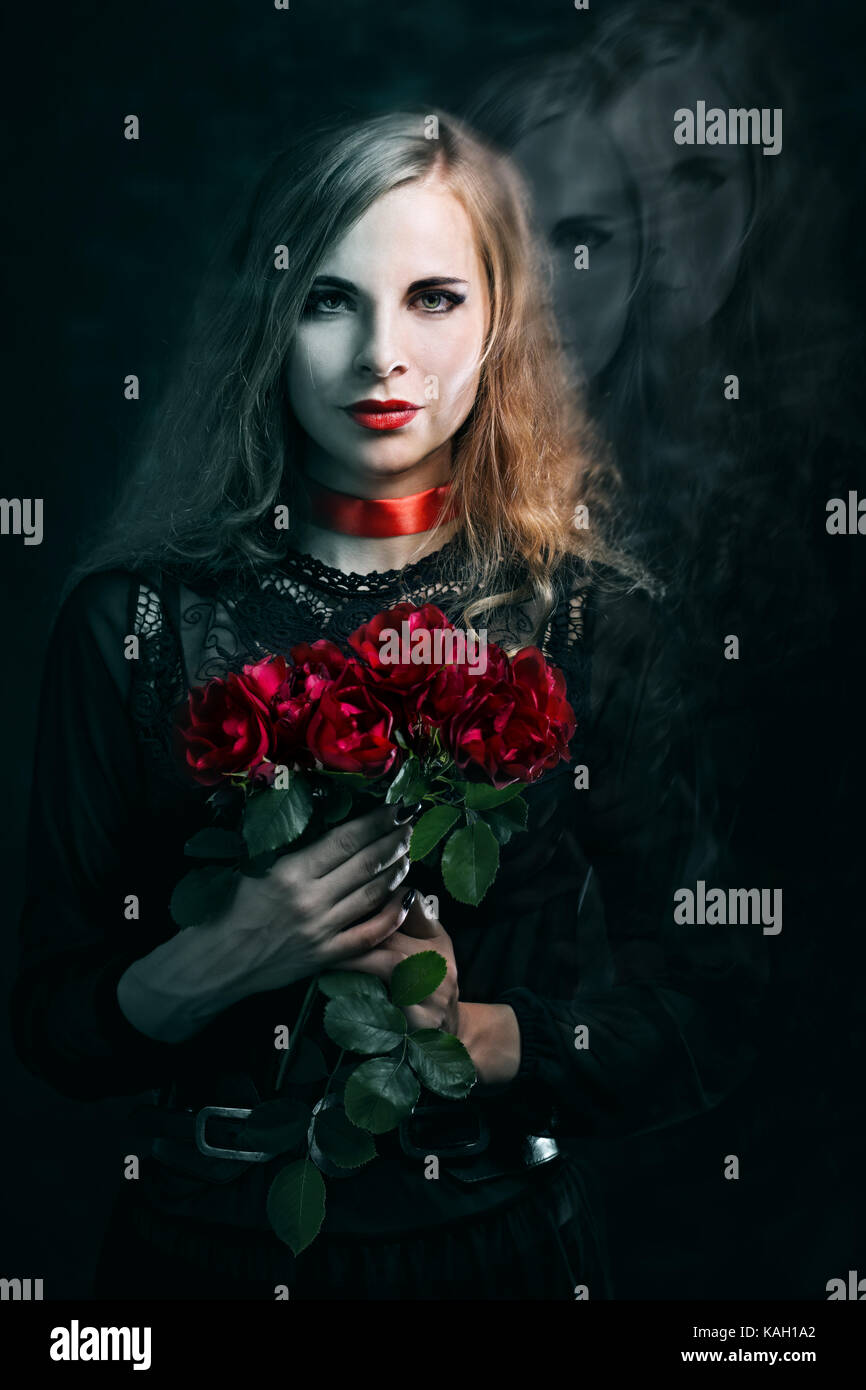 Girl with shadow behind her back Stock Photo - Alamy