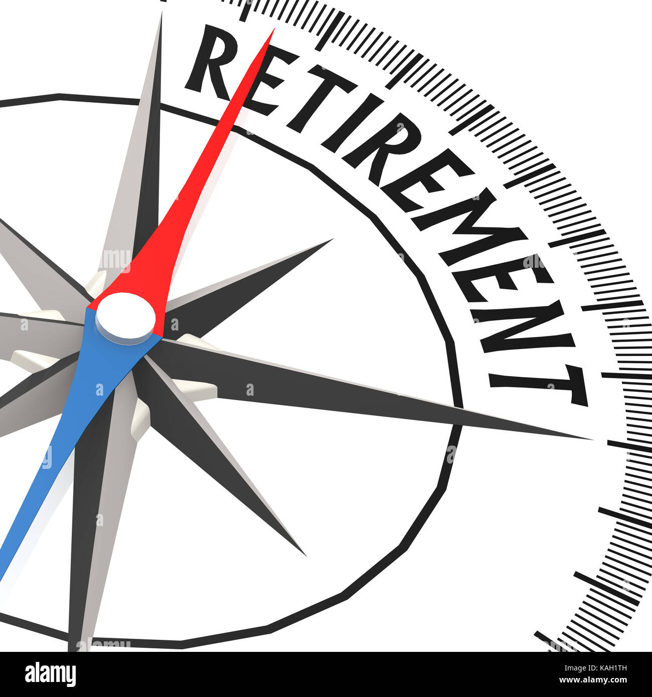 Compass with retirement word Stock Photo - Alamy