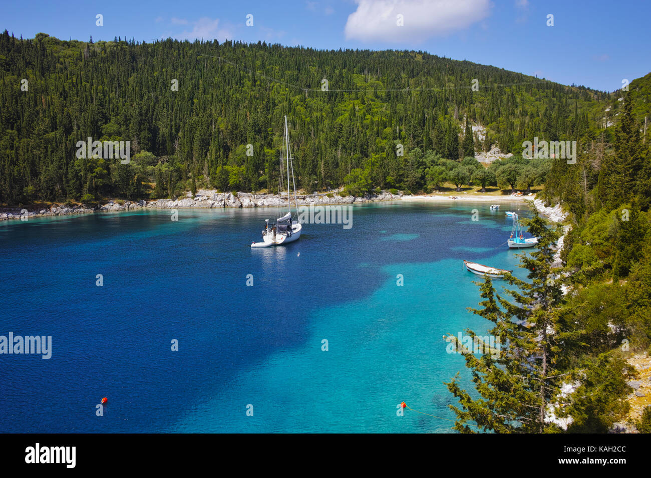 Amazing Panorama of foki fiskardo beach, Kefalonia, Ionian Islands ...