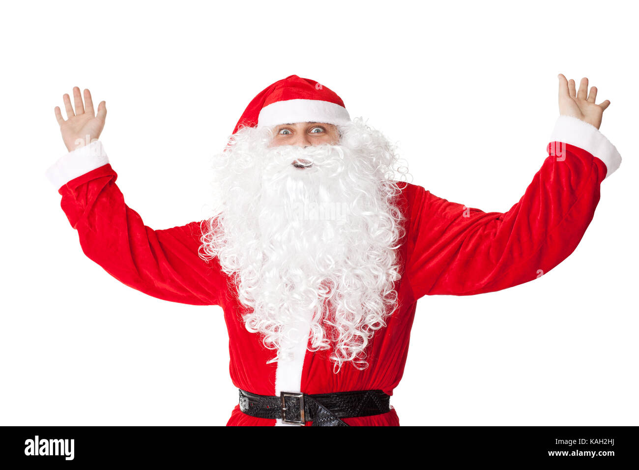 Santa Claus shocked with his hands up isolated on white background ...