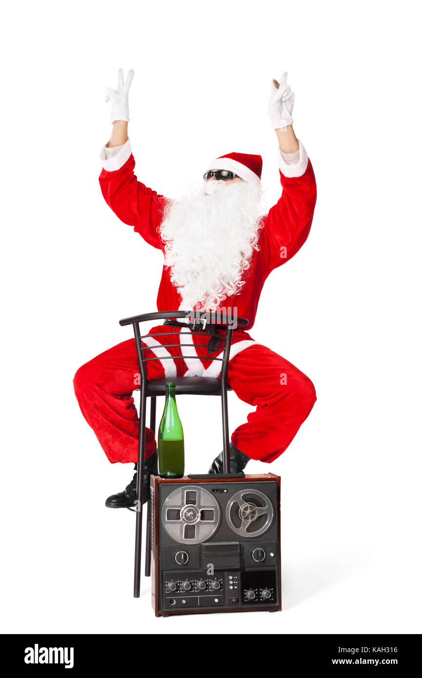 Santa Claus having fun at party isolated on white background Stock ...