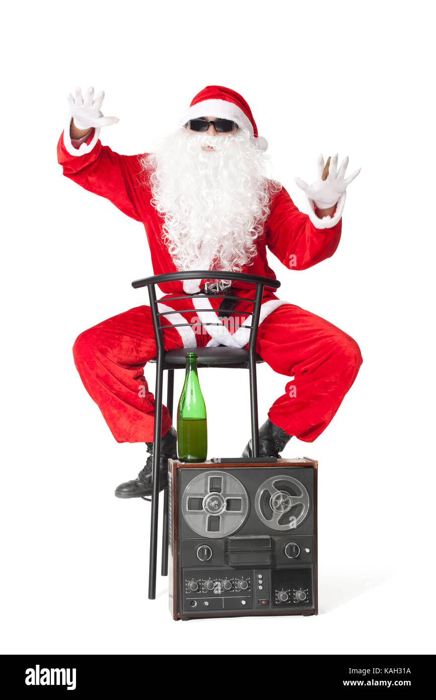 Santa Claus having fun at party isolated on white background Stock ...