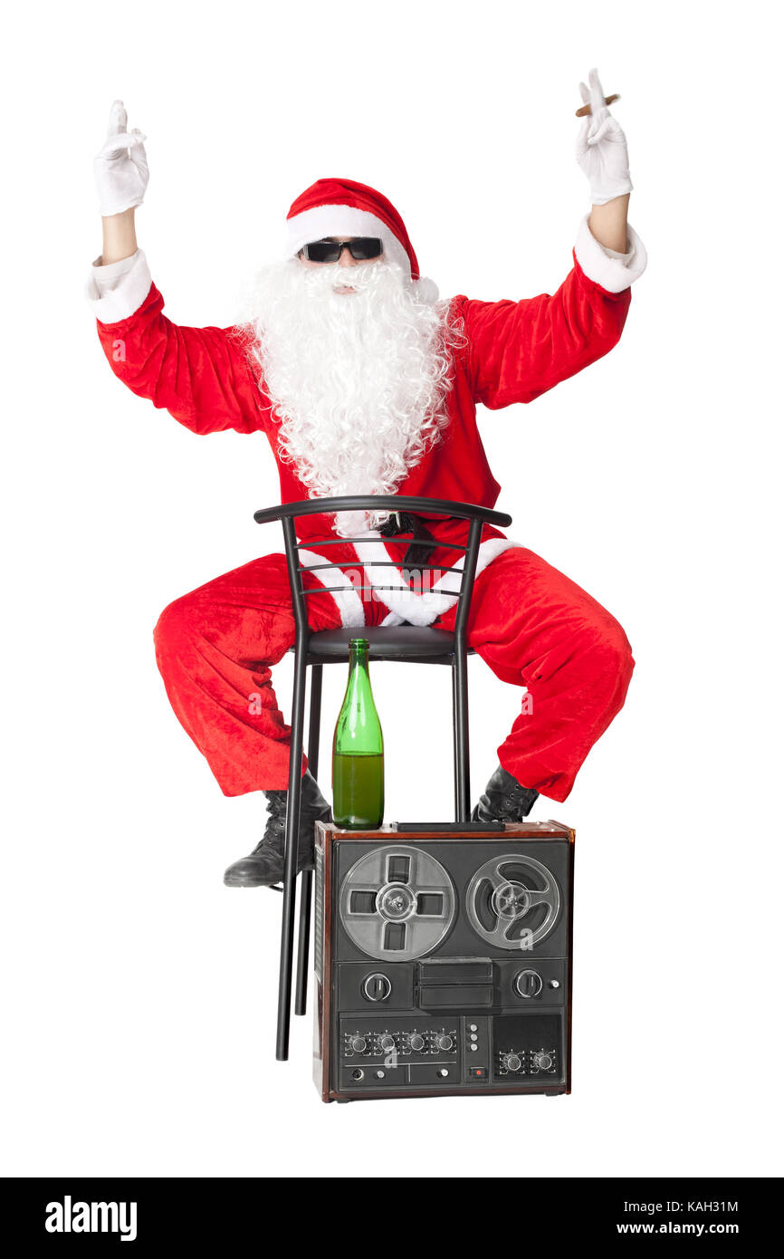 Santa Claus having fun at party isolated on white background Stock ...