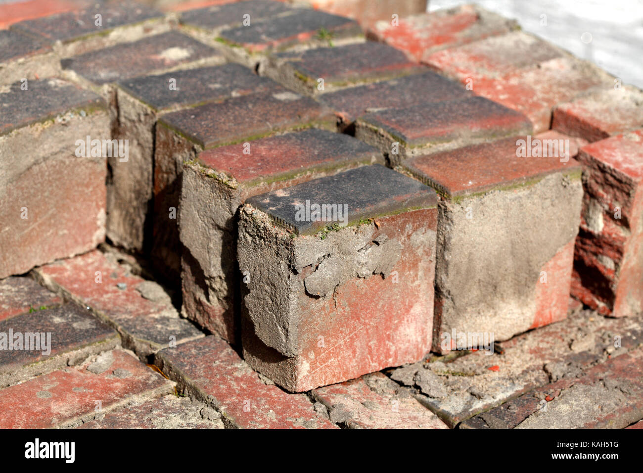 red stacked up paving-stones Stock Photo - Alamy