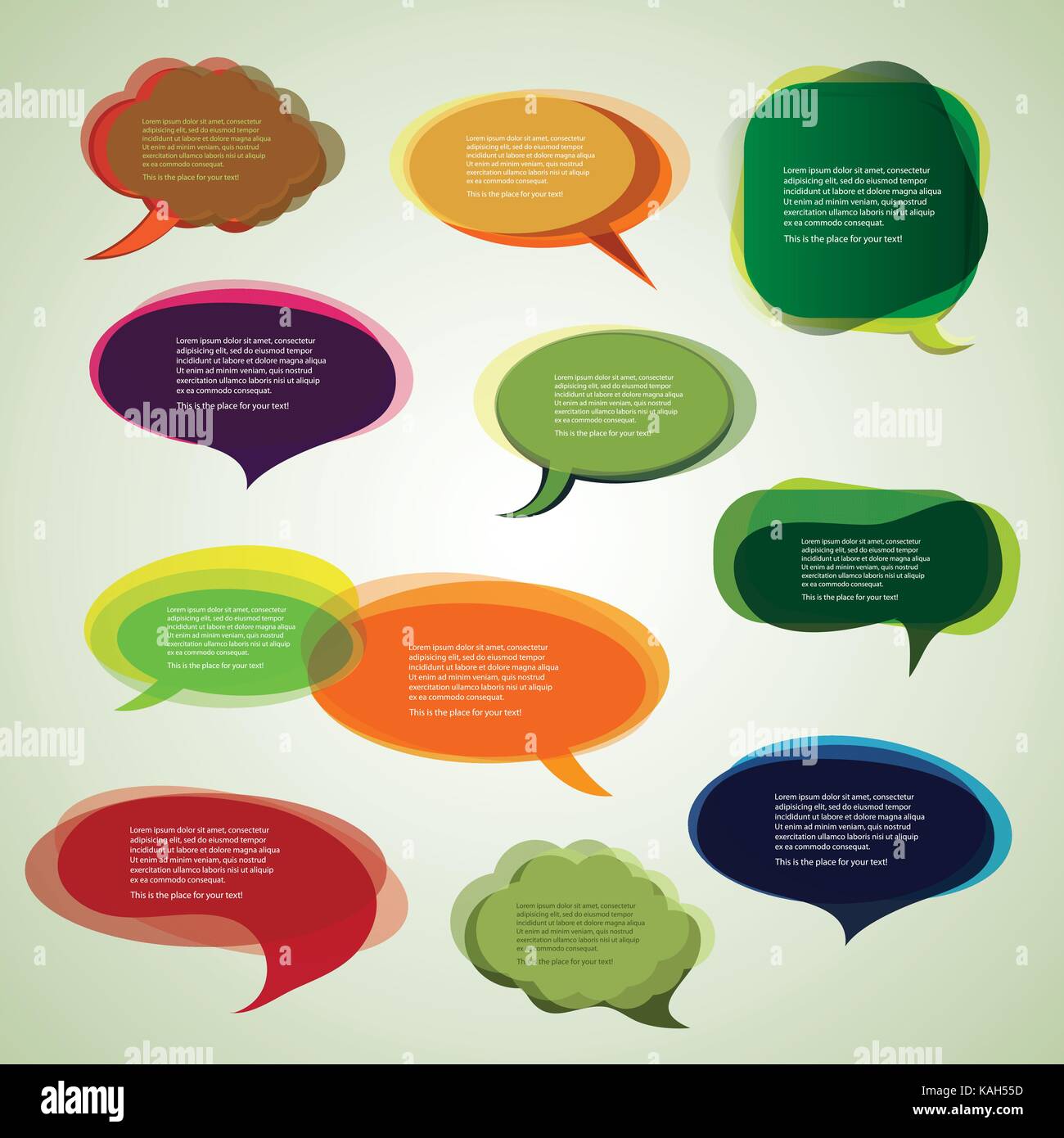 Collection of Colorful Speech And Thought Bubbles Background Vector ...
