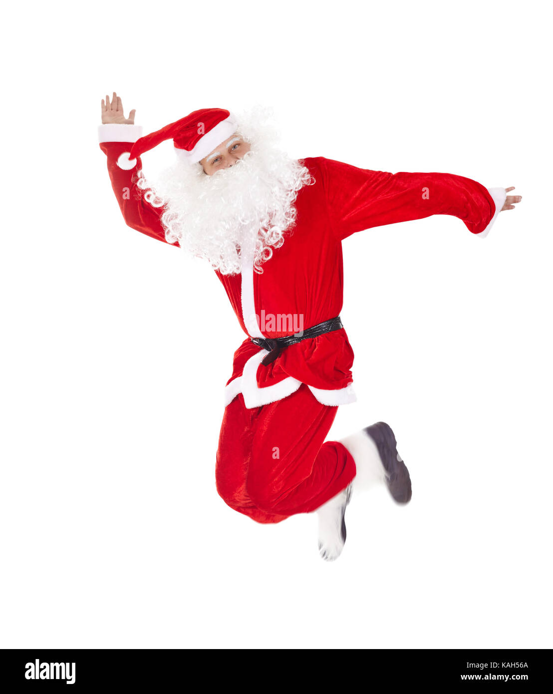 Santa Claus jumping, isolated on white background Stock Photo - Alamy