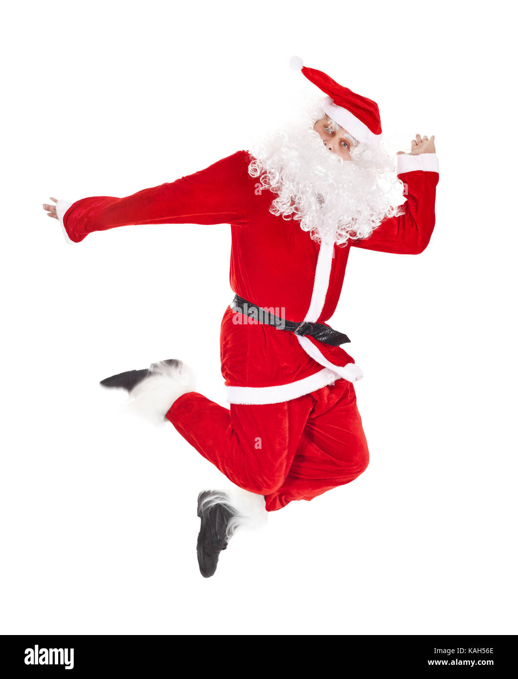 Santa Claus jumping, isolated on white background Stock Photo - Alamy