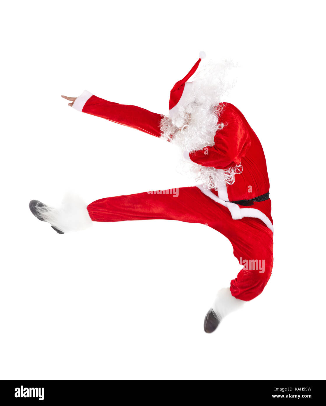 Happy Christmas Santa Claus jumping isolated on white background Stock ...