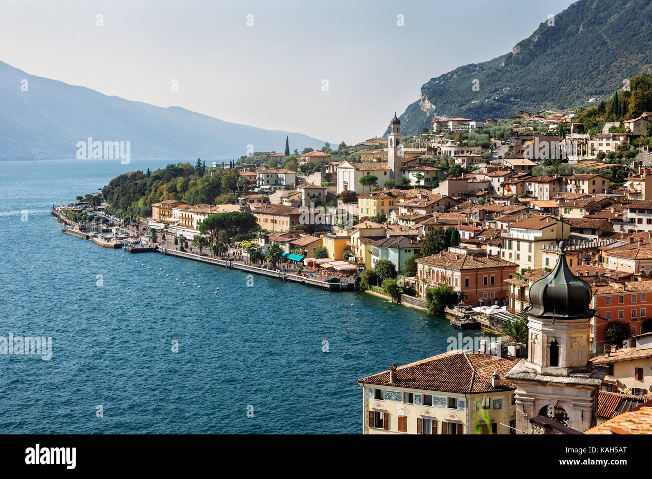 Panorama of beautiful village Limone sul Garda, Italy. Travel ...