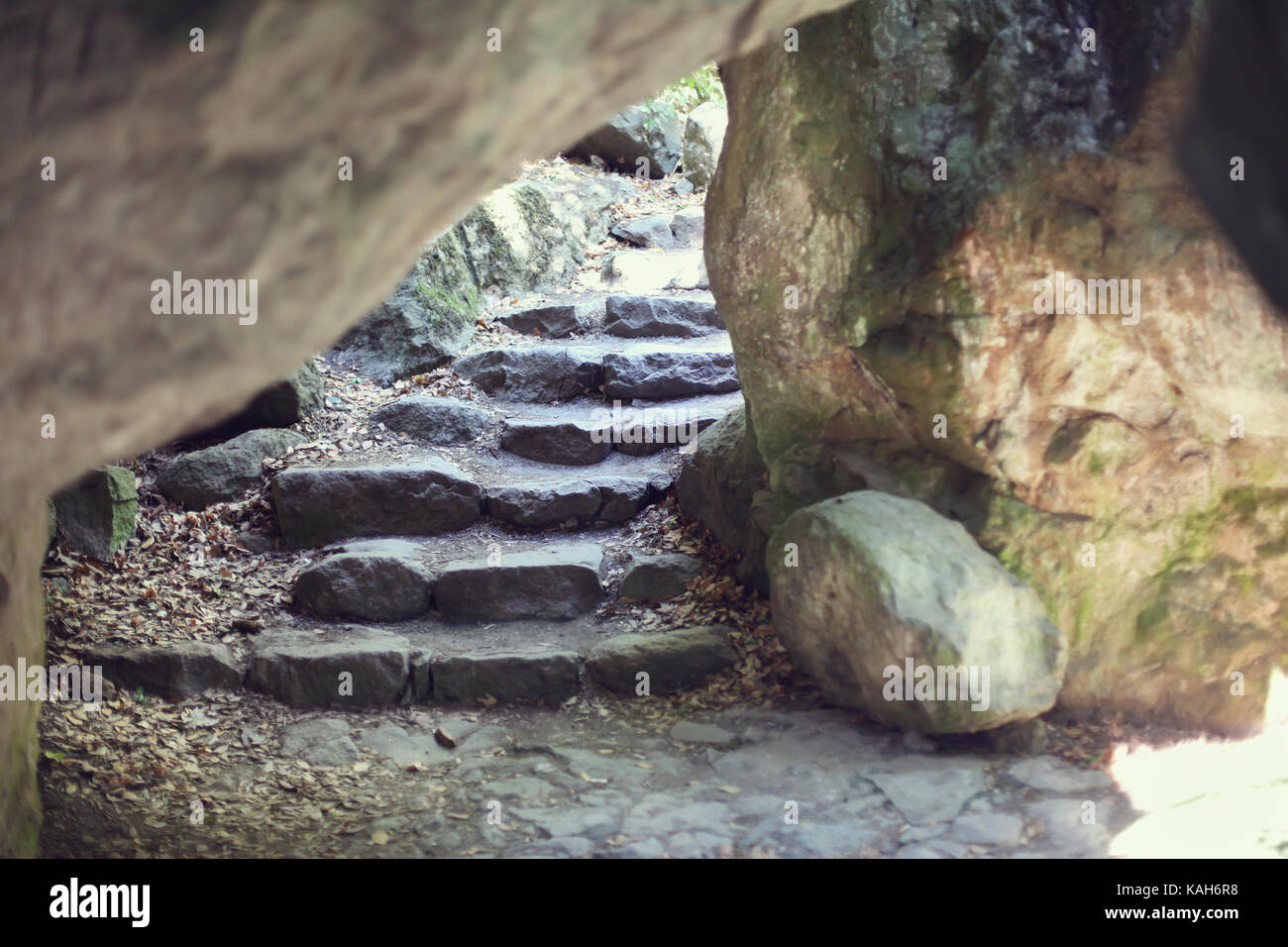 Cave with steps Stock Photo - Alamy