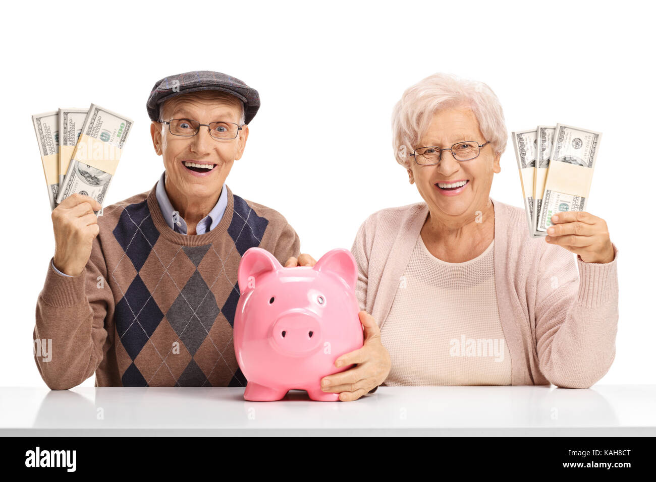 Happy old lady money hi-res stock photography and images - Alamy