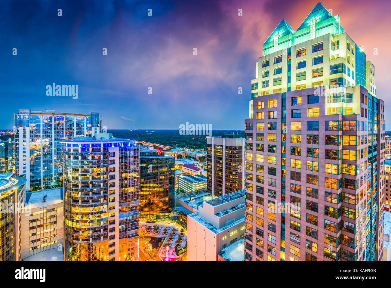 Orlando, Florida, USA downtown cityscape at twilight Stock Photo - Alamy