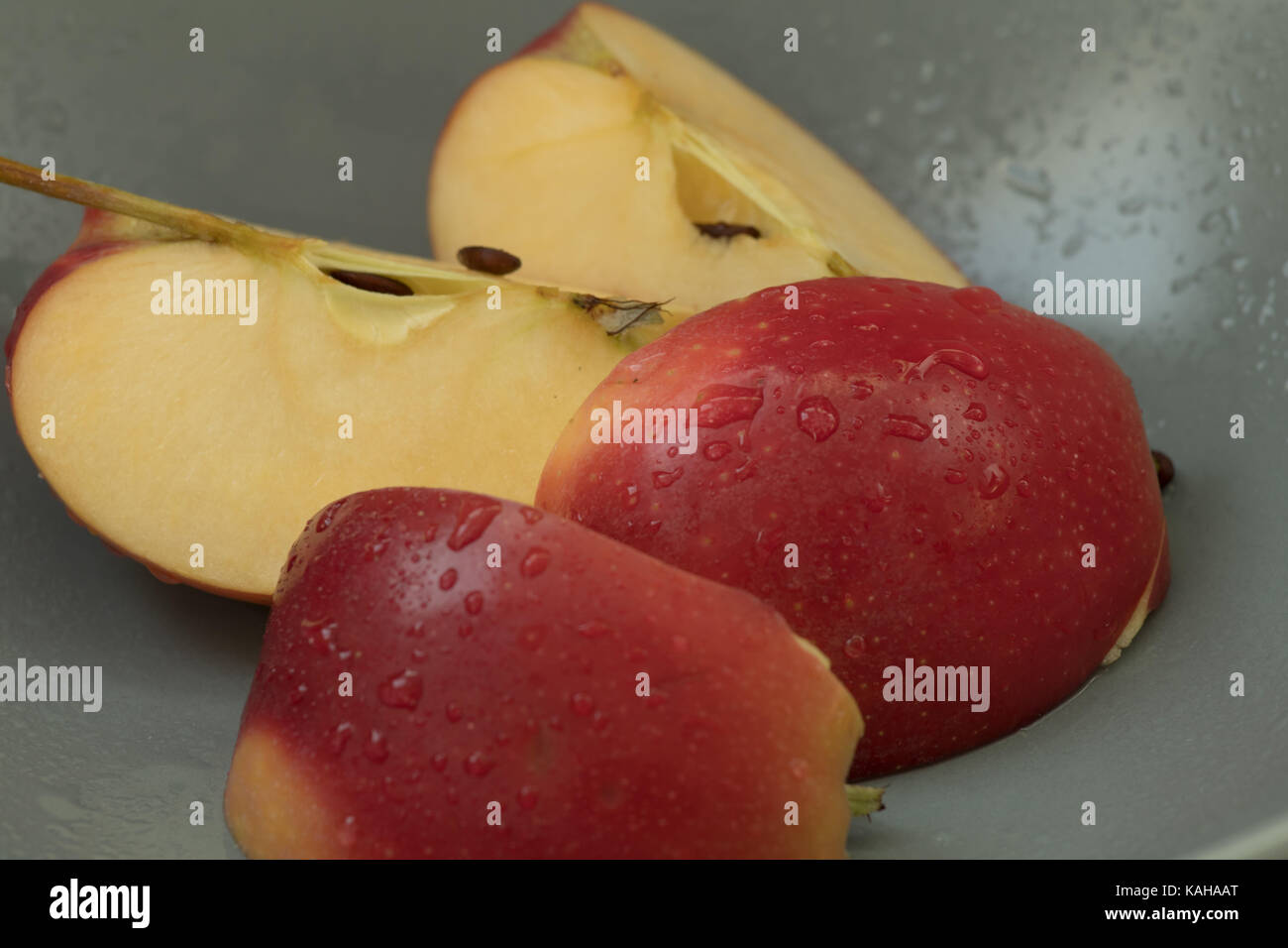 Red apple on table Stock Photo - Alamy