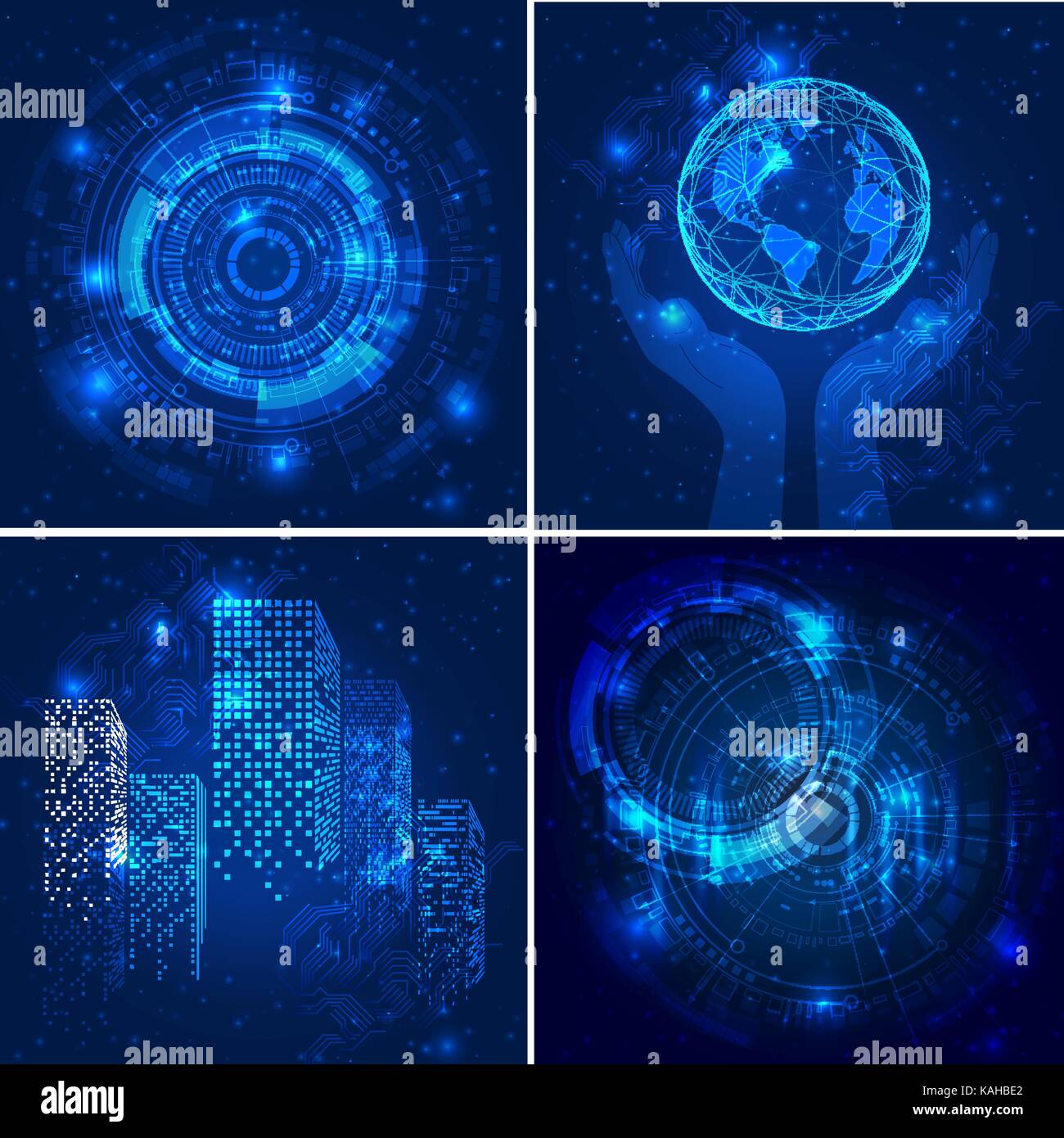 Vector Abstract futuristic posters, Illustration high computer ...