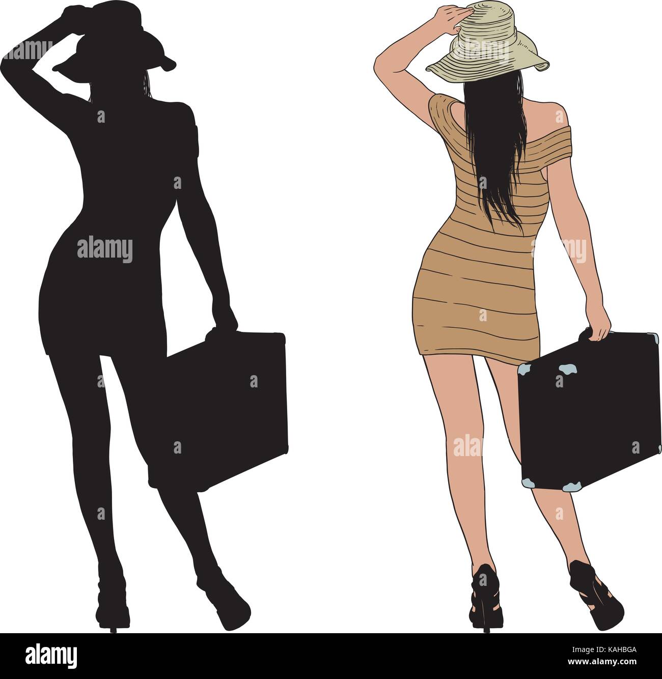 girl with suitcase Stock Vector Image & Art - Alamy