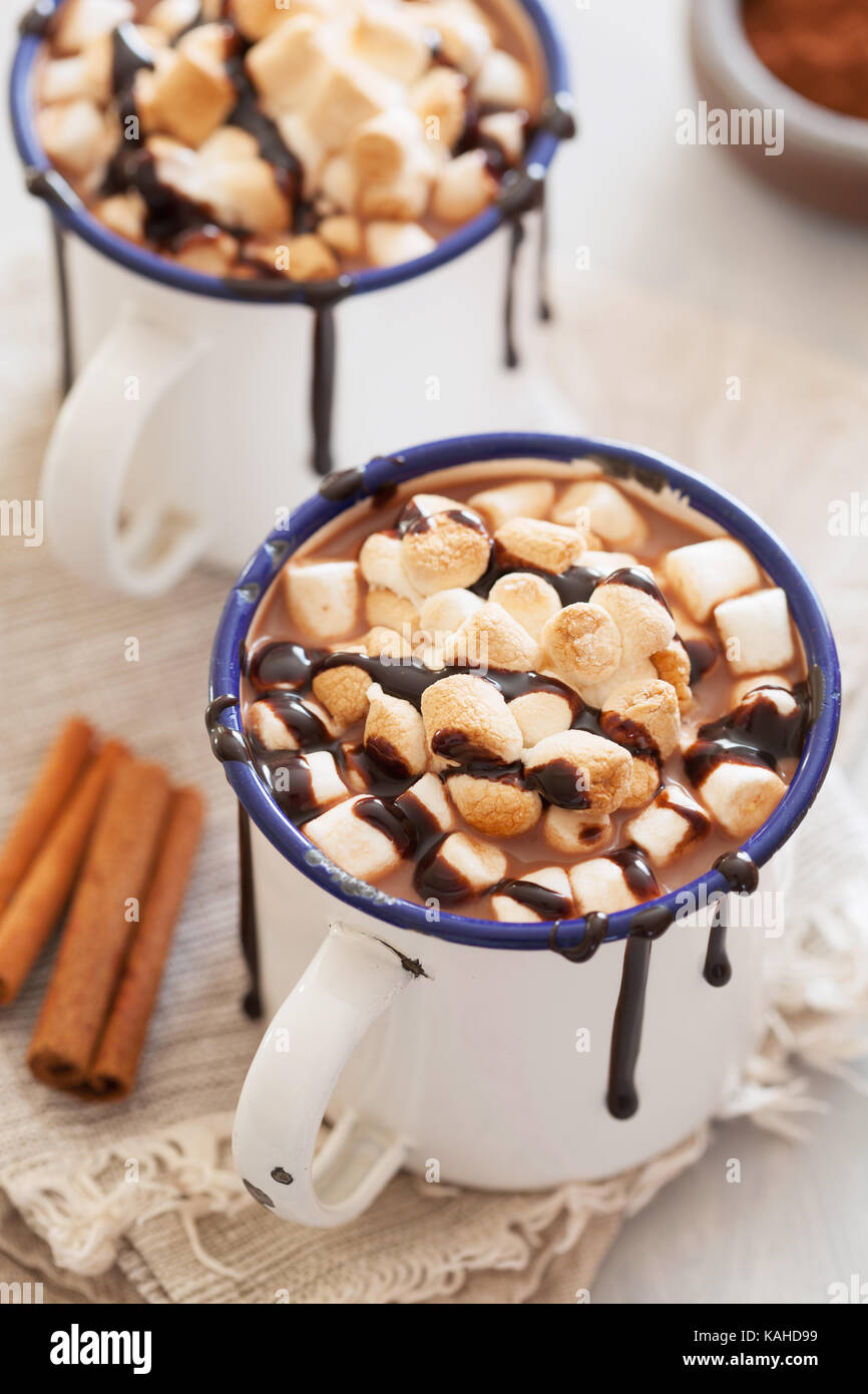 s'mores hot chocolate mini marshmallows cinnamon winter drink Stock ...