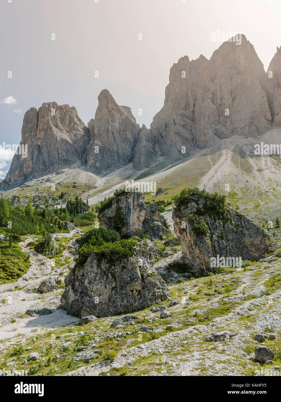 Scree field underneath the Geisler peaks, behind the Geislergruppe ...