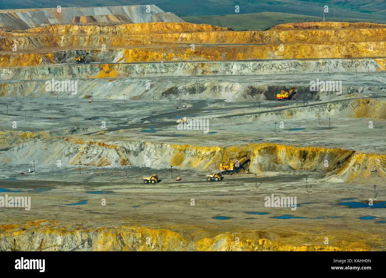 Copper ore mining in open-cast mining, Erdenet Mining Corporation EMC ...