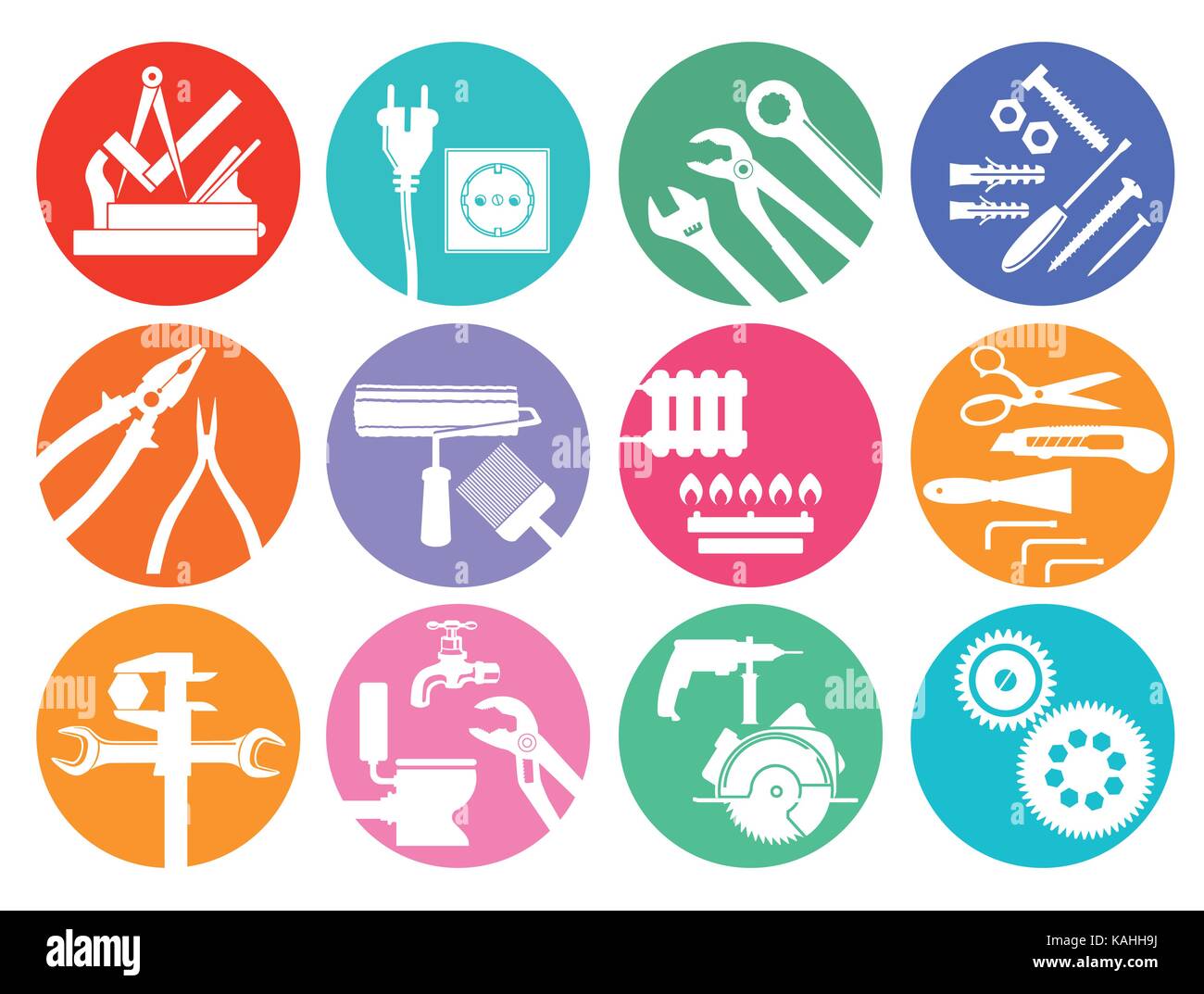 tool button collection on white, illustration Stock Vector Image & Art ...