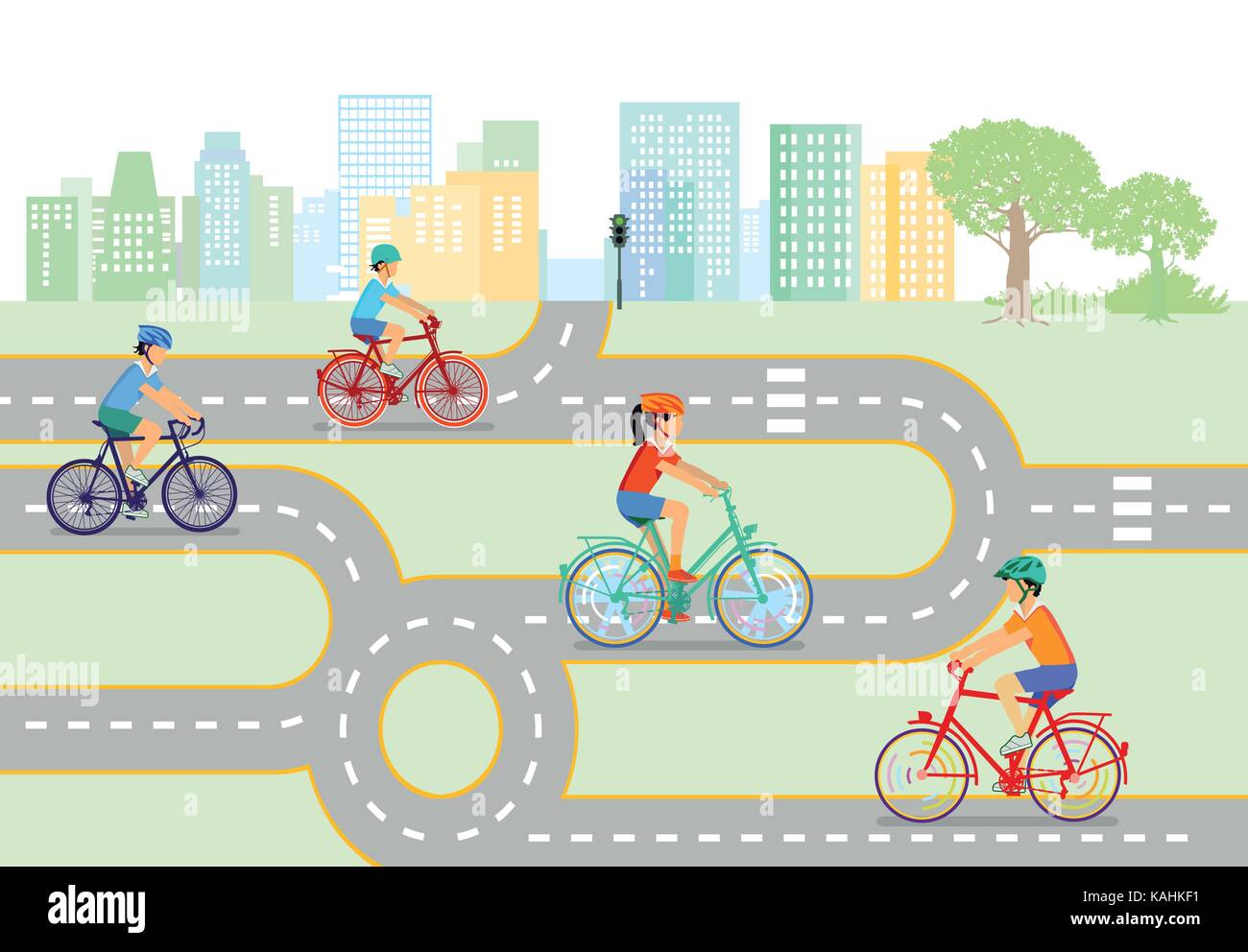 Children traffic education with bicycle Stock Vector Image & Art - Alamy