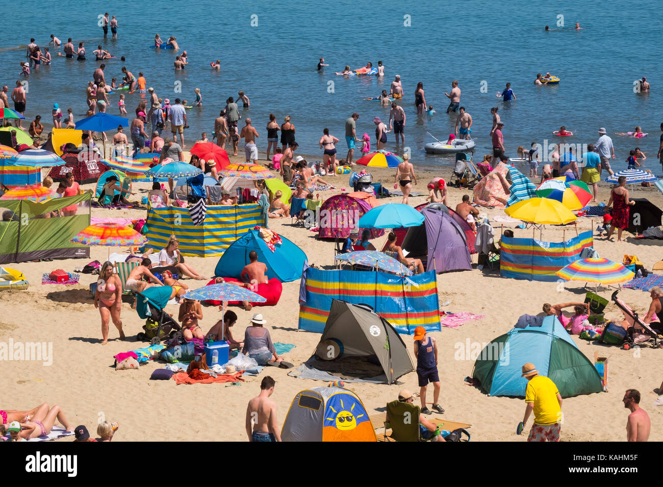 Crowded beach at in summer at Lyme Regis, Dorset, UK Stock Photo - Alamy