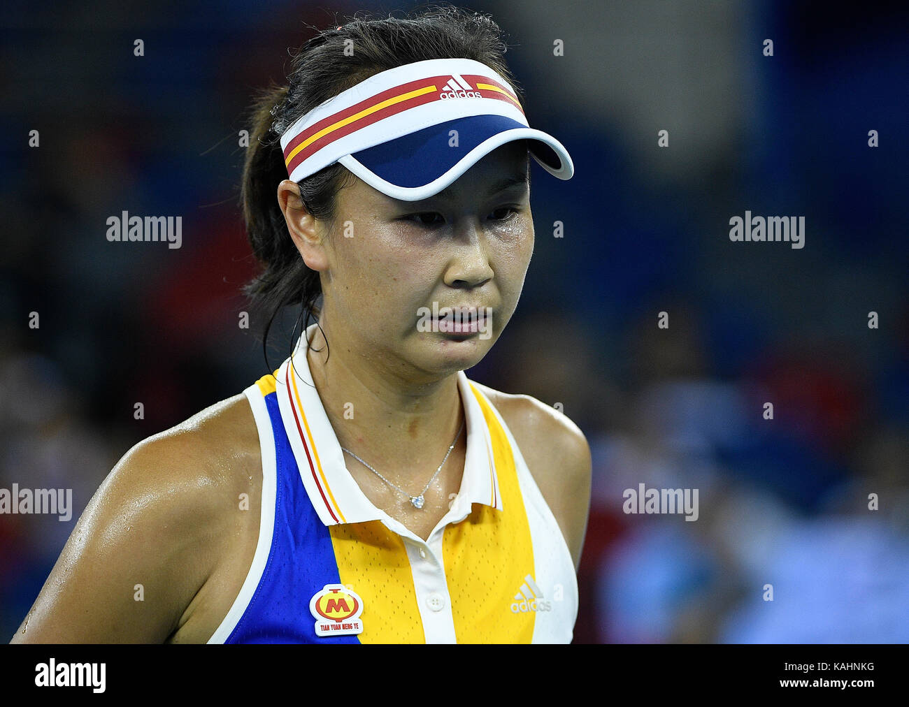 Wuhan, China. 26th Sep, 2017. Peng Shuai of China reacts during the ...