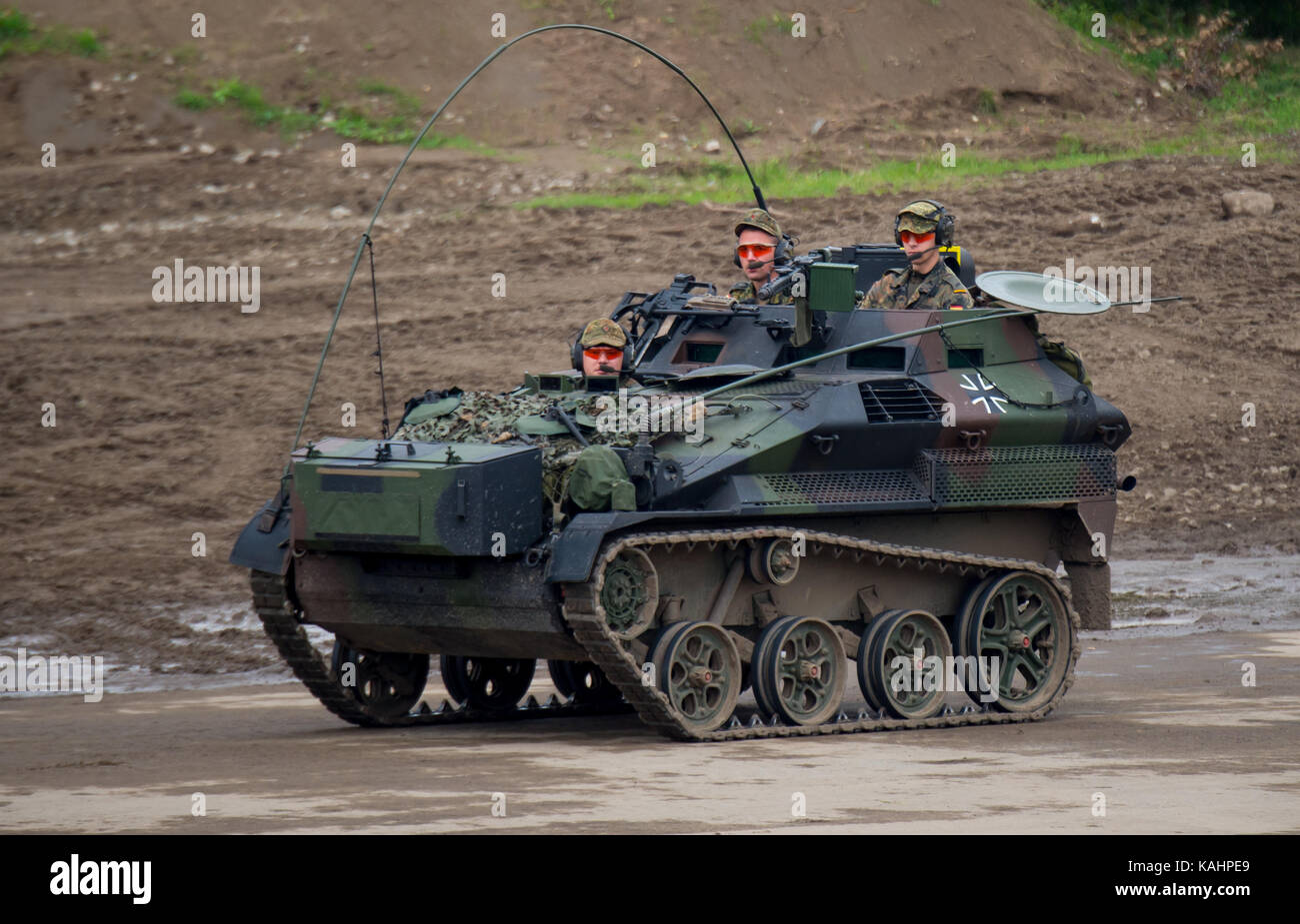 A "Wiesel" armoured vehicle crossing the training ground during ...