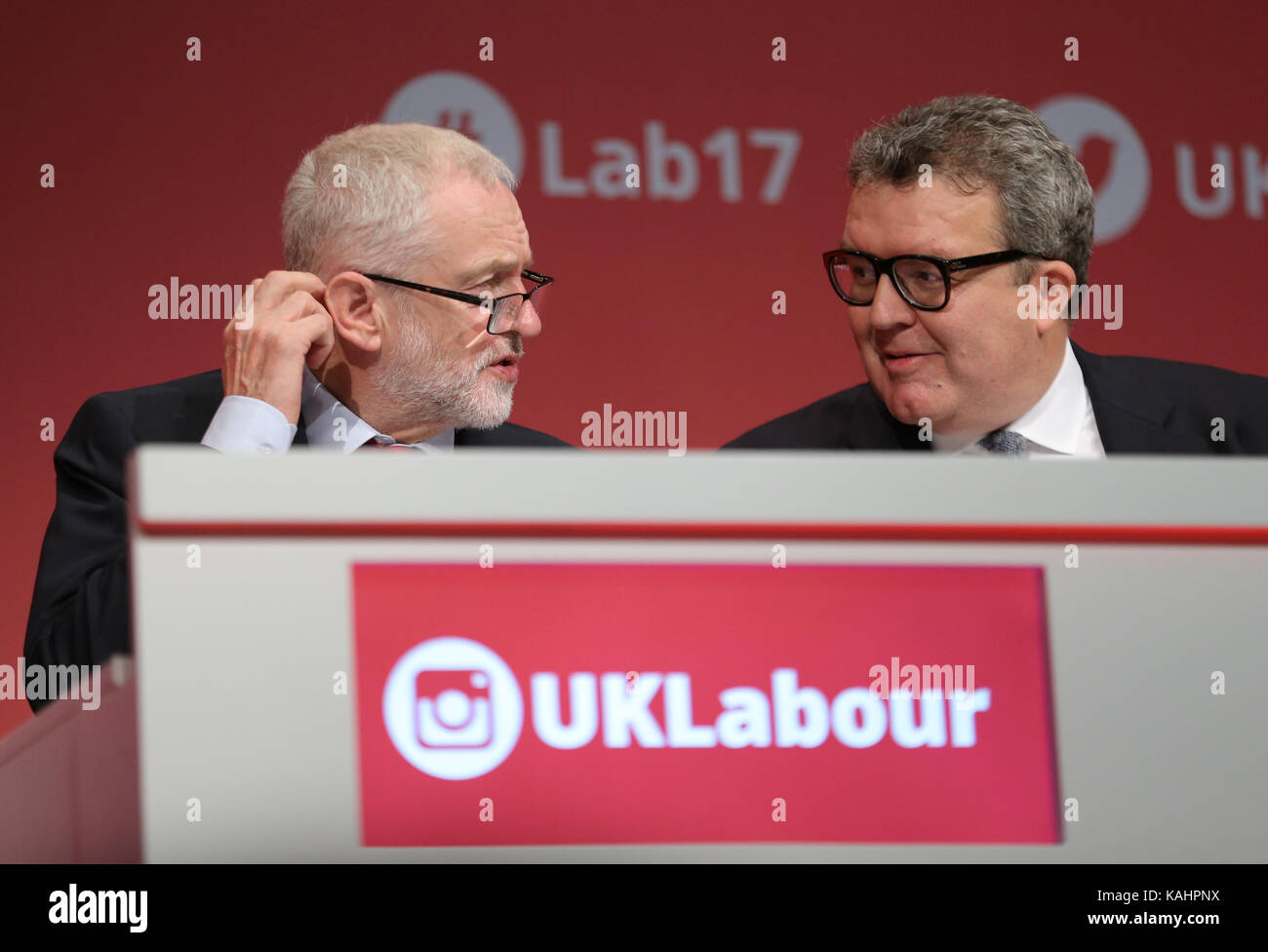 Brighton, UK. 26th September, 2017. Jeremy Corbyn Mp & Tom Watson Mp ...