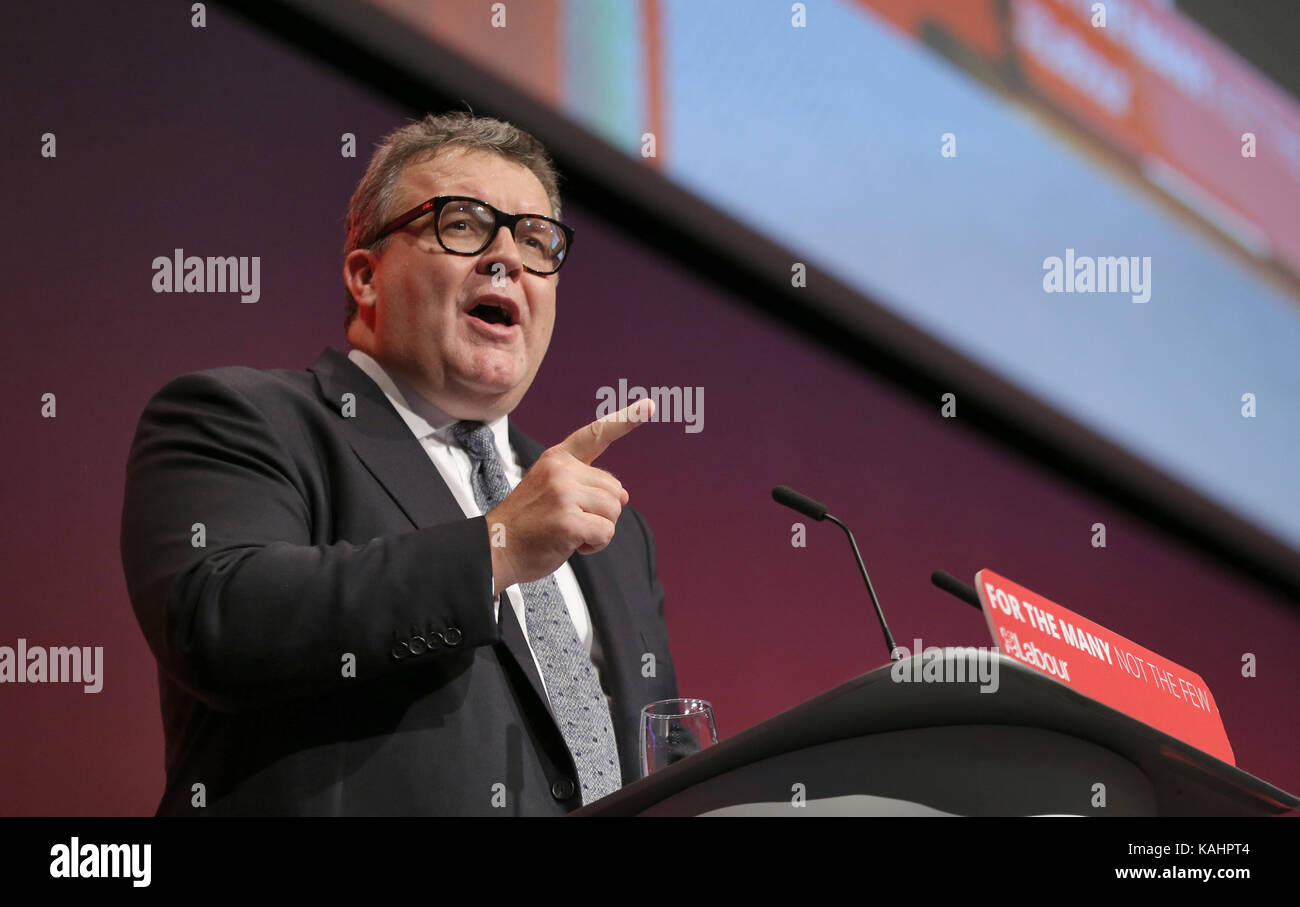 Brighton, UK. 26th September, 2017. Tom Watson Mp Deputy Labour Party ...