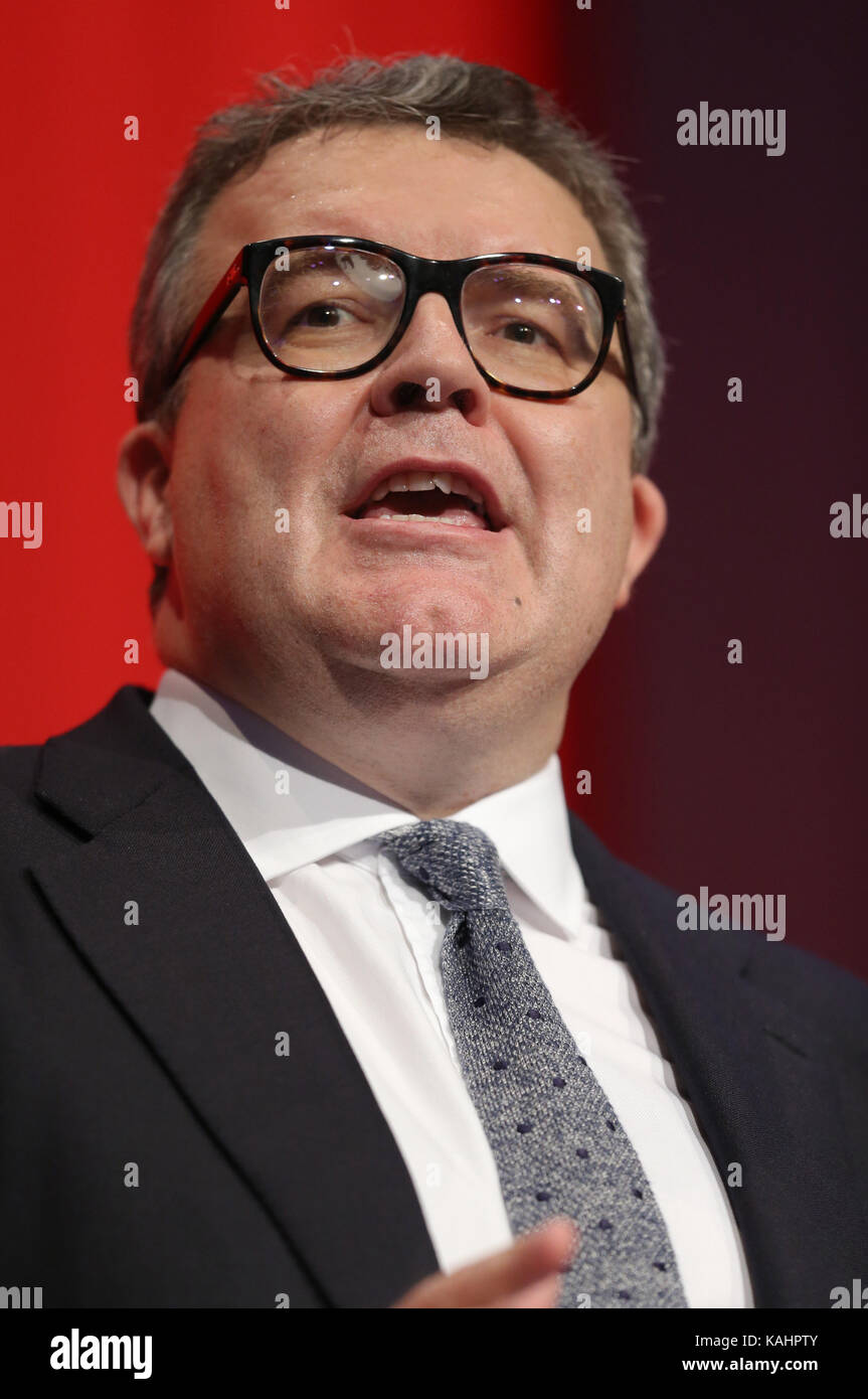 Brighton, UK. 26th September, 2017. Tom Watson Mp Deputy Labour Party ...