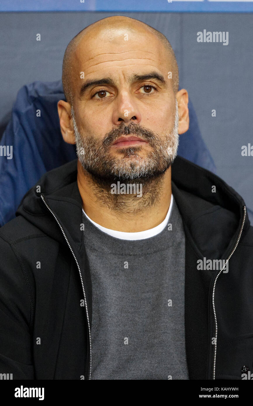 Manchester, UK. 26th Sep, 2017. Manchester City Manager Pep Guardiola ...