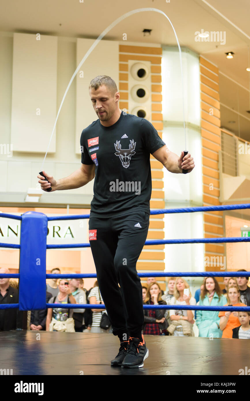 Riga, Latvia. 26th Sep, 2017. Public boxing training before The World ...