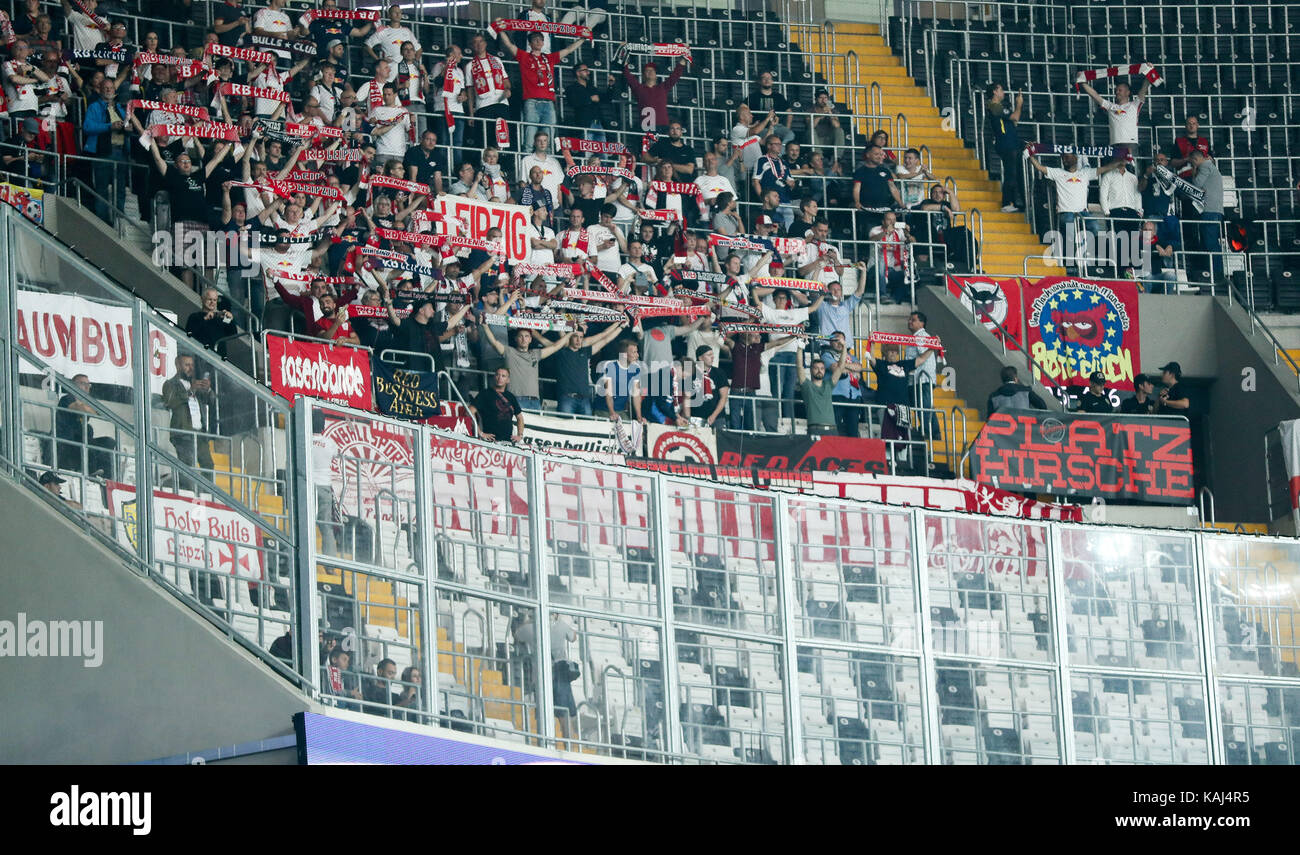Leipzig's fans celebrate before the Champions League Group G football ...