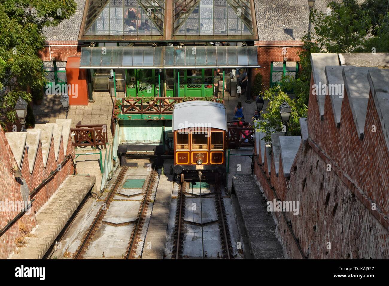 Budapest Castle funicular, view from top of the castle Stock Photo - Alamy