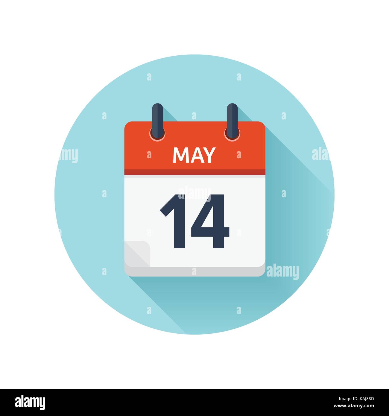 May 14. Vector flat daily calendar icon. Date and time, day, month 2018 ...