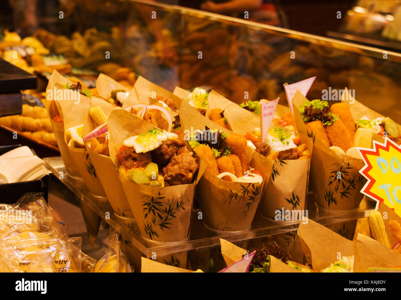 La Boqueria Market Barcelona Spain Asian Fast food Stock Photo - Alamy