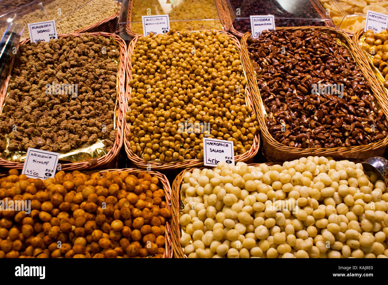 La Boqueria Market Barcelona Spain Nut Stall Stock Photo - Alamy